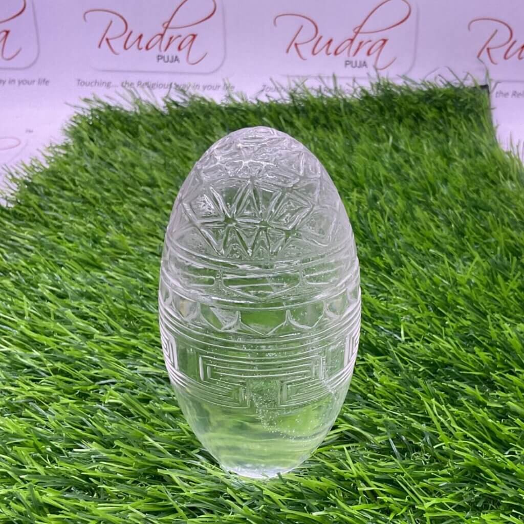 Authentic Shri Chakra Spatika Lingam - 4 Inches ( 421 Gms ) | Rudrapuja